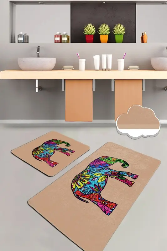 L'essentiel Maison Set 2 prostirke za kupatilo Šareni
