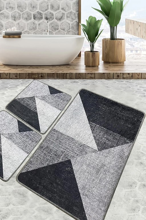 L'essentiel Maison Set 3 prostirke za kupatilo Sivi