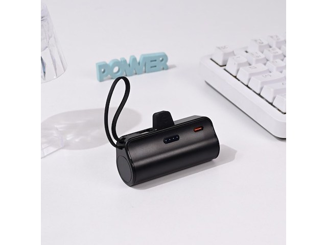 Power bank prenosiva baterija privezak 5000mAh fast lightning crna