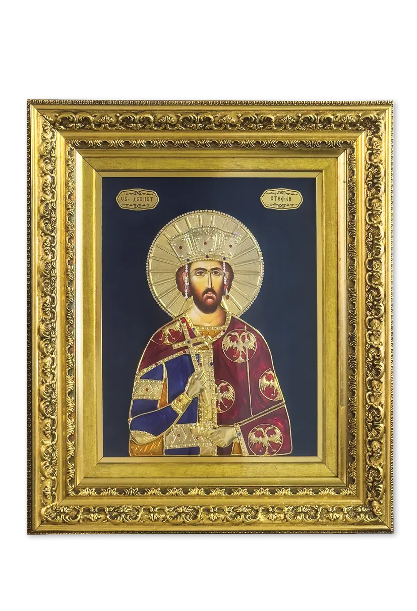 Ikona u ramu Sv. Despot Stefan Lazarević, 425x500x45 mm