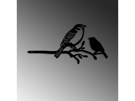 WALLXPERT Decorative Object figura Bird On The Branch 02 Black