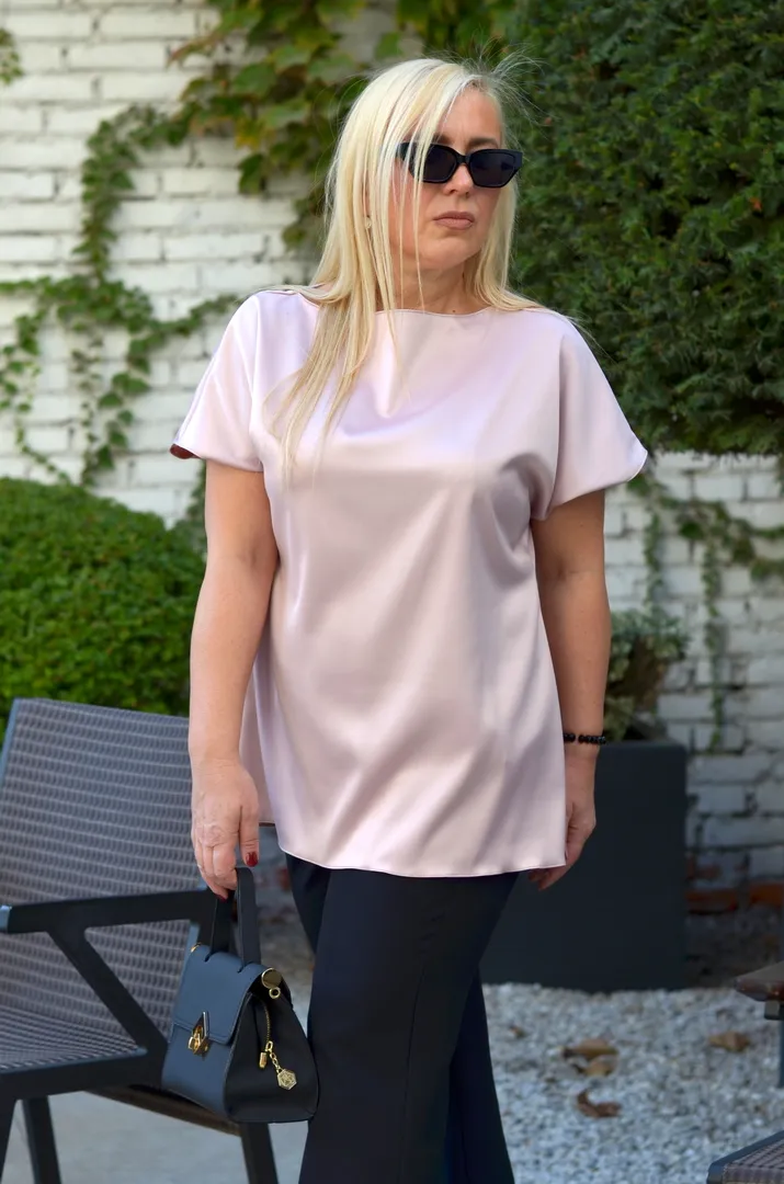 Bluza Plus-Size Saten – roze