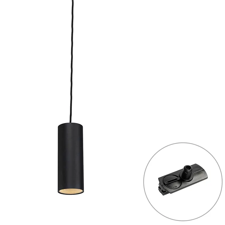 Dizajnerska viseća lampa crna uklj. adapter za šinu 1-fazna - Iconic Tubo