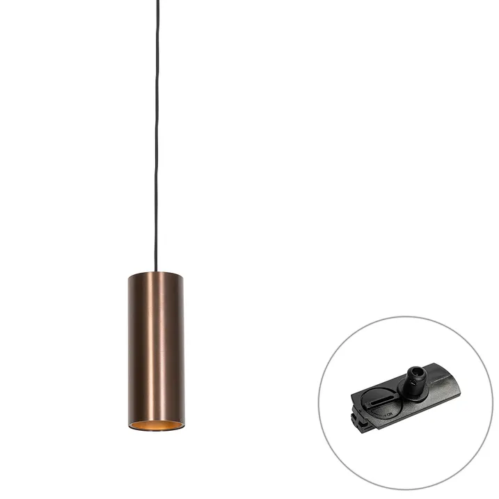 Dizajnerska viseća lampa tamno bronzana uklj. adapter za šinu 1-fazna - Iconic Tubo