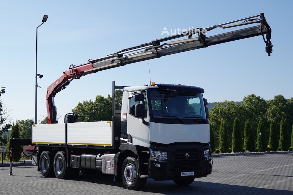 Renault C 380 / 6X4 / SKRZYNIOWY 6.4 M / + HDS FASSI F175A / MAX UDŹWIG kamion s ravnom platformom