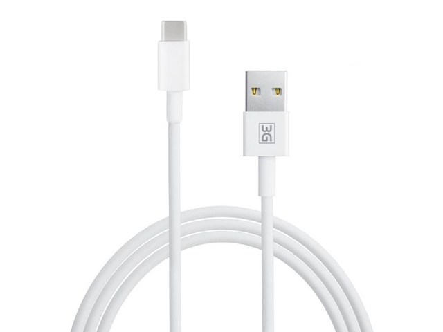 Data kabl L 3G QC, USB na Type C beli 1m