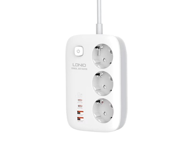 Produzni kabl LDNIO SE3436 3250W EU 3 uticnice + 2xUSB QC 60W, 2xPD 65W, PPS, GaN 2m beli