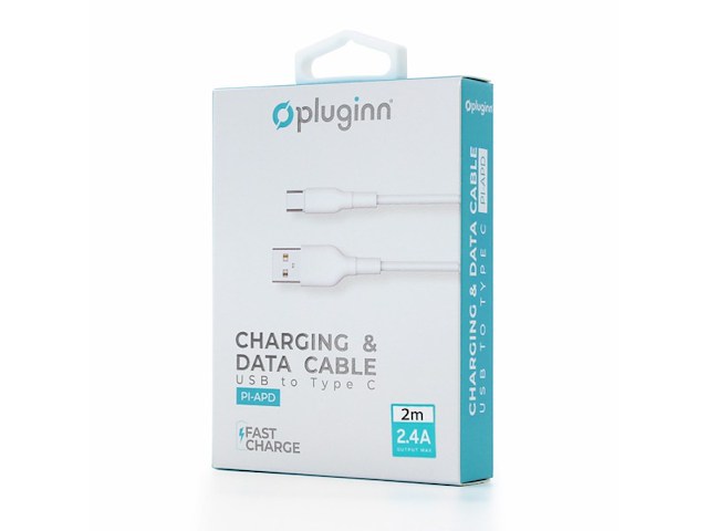 Data Kabl Pluginn PI-APD 2.4A USB na Type C beli 2m