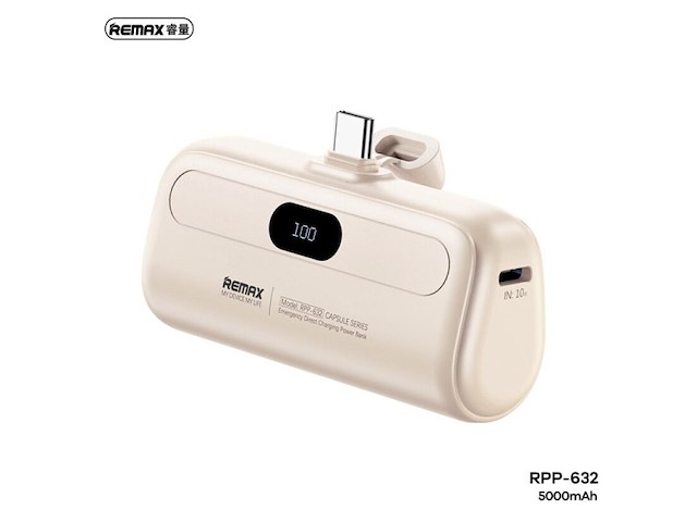 Power bank prenosiva baterija REMAX Capsule series RPP-632 2A Type C 5000mAh bela
