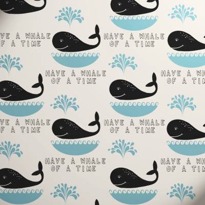 Ukrasni papir tabak - Happy Earth, Whale on White