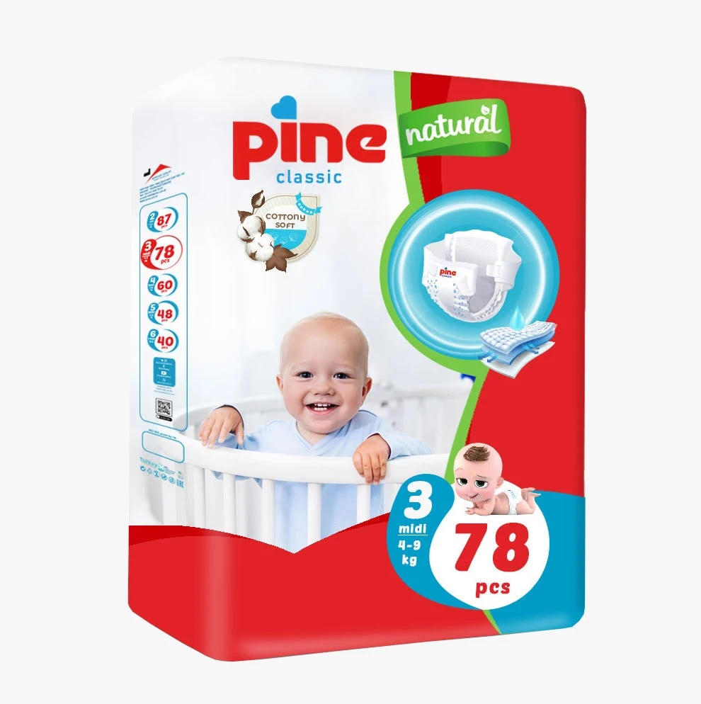 PINE PELENE CLASSIC NATURAL JUMBO 3 4-9KG 78KOM