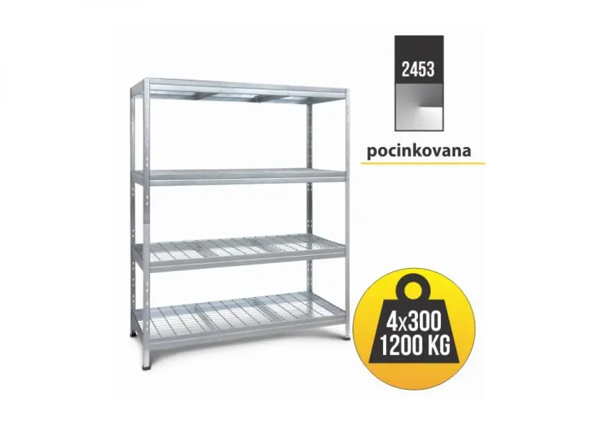 Metalna žičana polica RIVET 180x120x45 4x300 kg