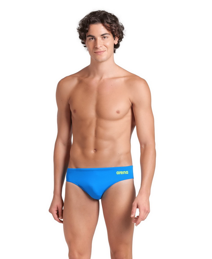 Arena M Team Solid Brief Blue River Lime
