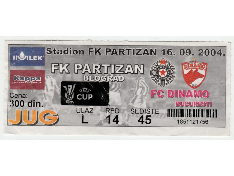 2004, PARTIZAN - DINAMO BUKUREŠT! Kup UEFA.