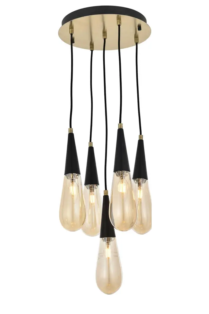Opviq Luster AV-4236-5ET, 90x33cm, IP20, 220V-240 V, Zlatno-crne boje