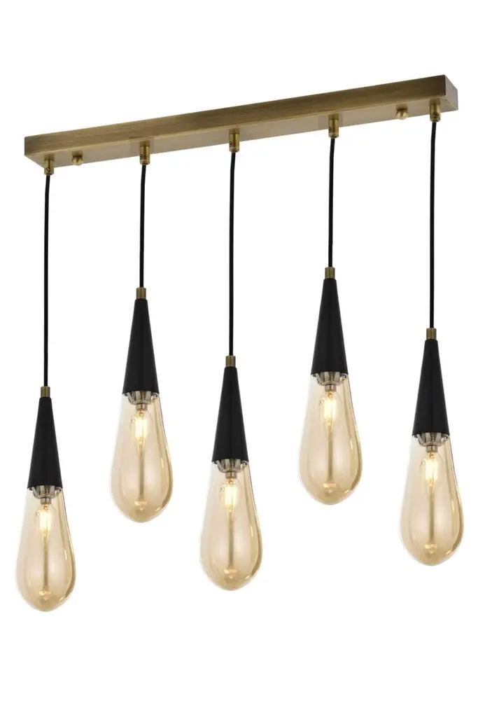 Opviq Luster AV-4236-5EY, 90x90x10cm, IP20, 220V-240 V, Zlatno-crne boje