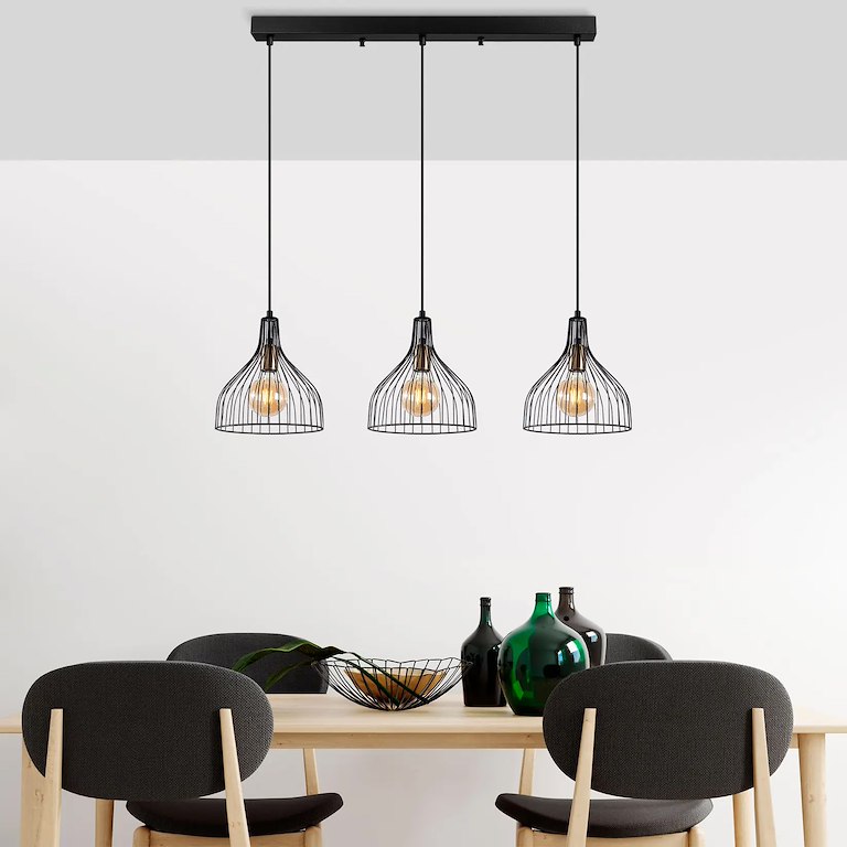 Opviq Luster Cafu-11565-1, 94x25x121 cm, 3xE27, Crni
