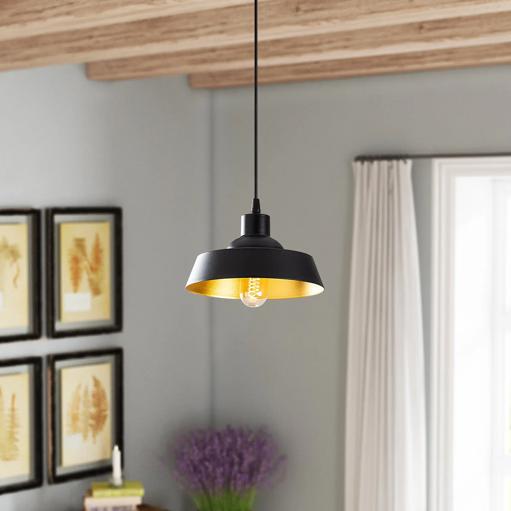 Opviq Luster Berceste-189BLACK-S, 107cm 22x22 cm, E27, 40W, Crni