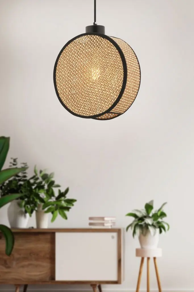 Opviq Luster Drum, 24x9cm, Bež-crni
