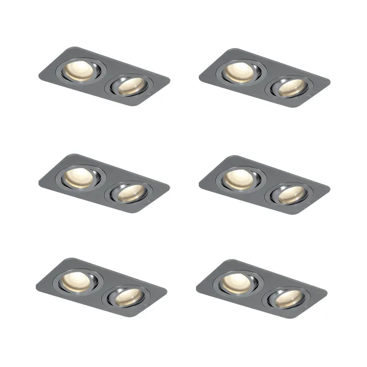 Set od 6 zaobljenih ugradnih reflektora metalik boje GU10 50mm podesivi IP44 2-svetla - Alberto