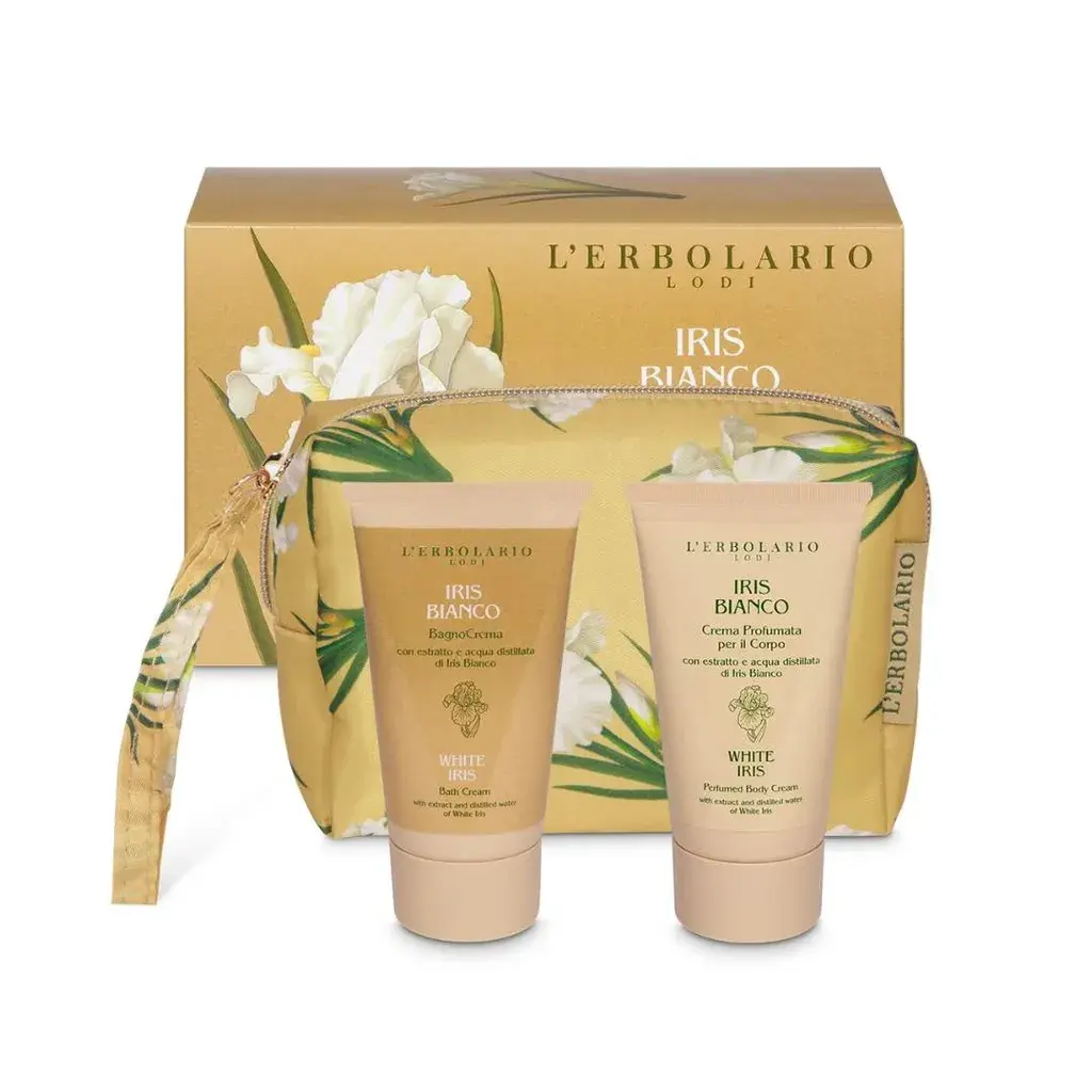 Lerbolario Ženski set kupka i krema za telo White Iris sa neseserom, Bež