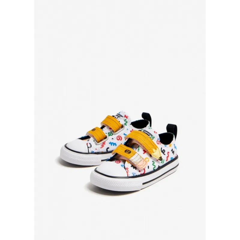 CONVERSE PATIKE CHUCK TAYLOR ALL STAR EASY ON DOODLES - WHITE/YELLOW/BLACK
