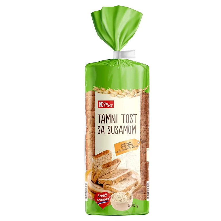 K Plus Tost sa susamom, Tamni, 500g