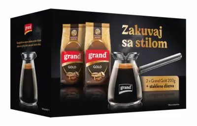 GRAND Kafa Gold 2x200g + staklena džezva