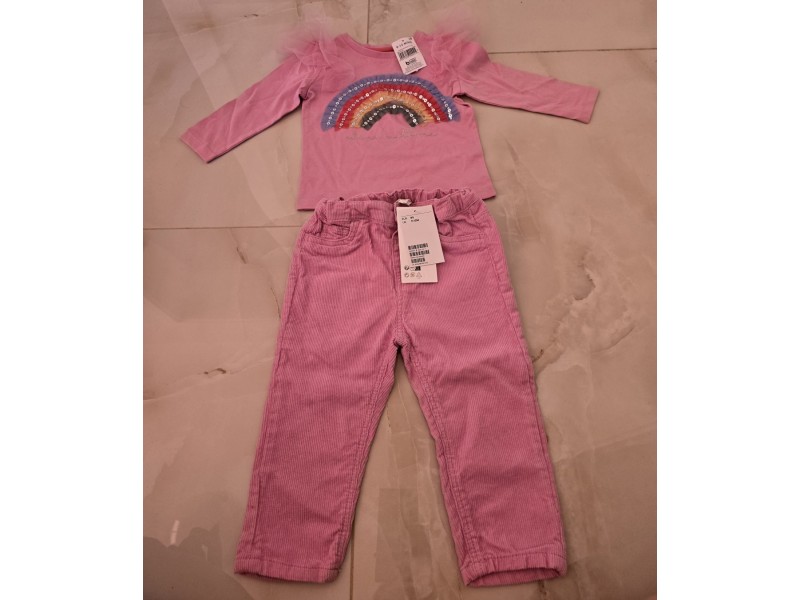 H&M somotske pantalone i TU majica NOVO