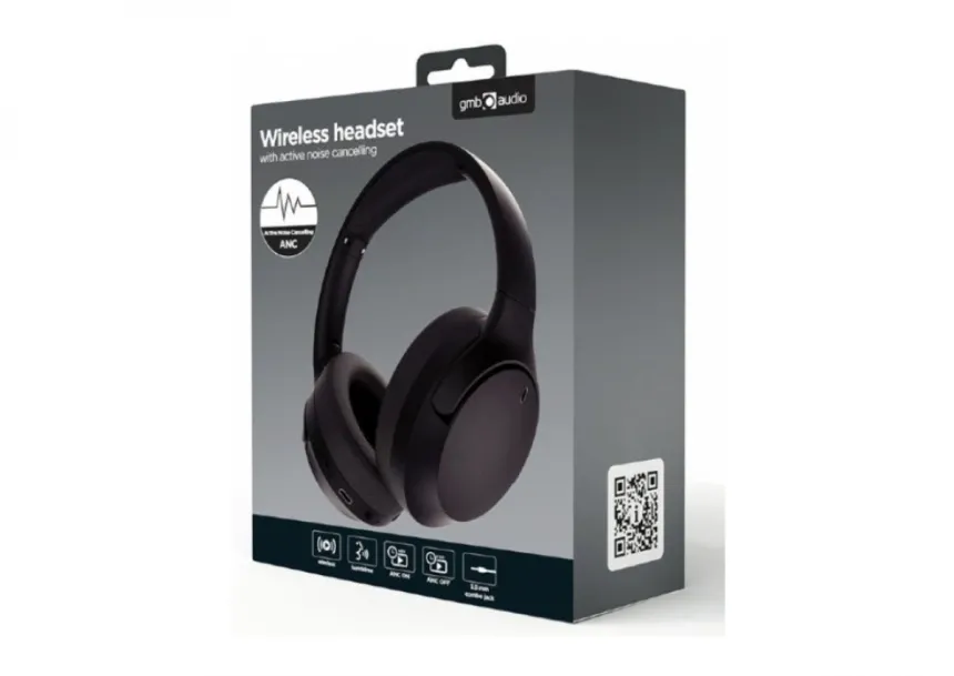 BHP-ANC-01 Gembird Bluetooth stereo Slusalice sa mikrofonom BT V5.3 500mAh/32Ohm, 8h Li-ion Crne