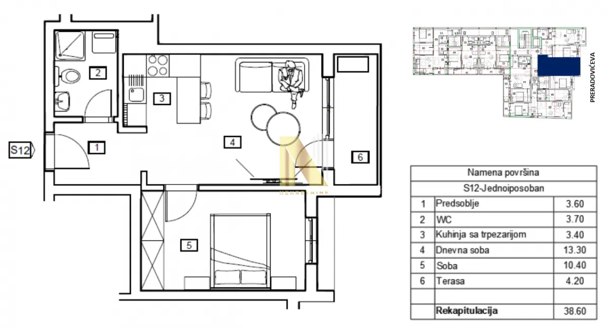 Prodaja, jednosoban stan, 38m2, Petrovaradin, Novi Sad