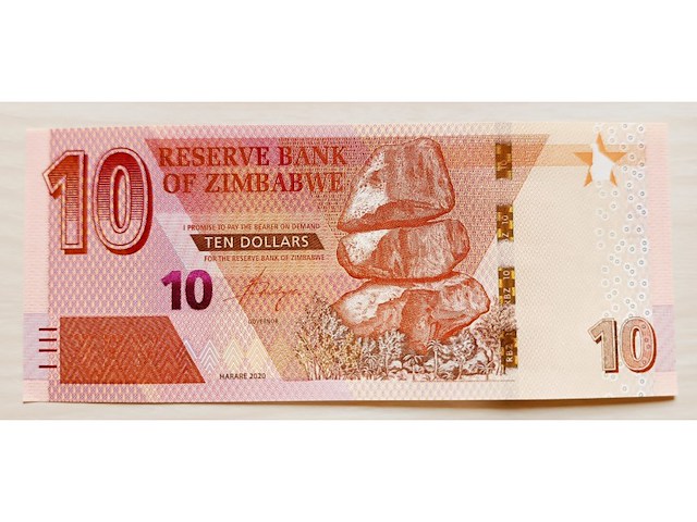 Zimbabwe 10 dollars. Unc, 2020 godina