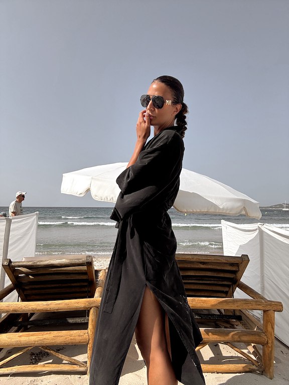 silk kimono black