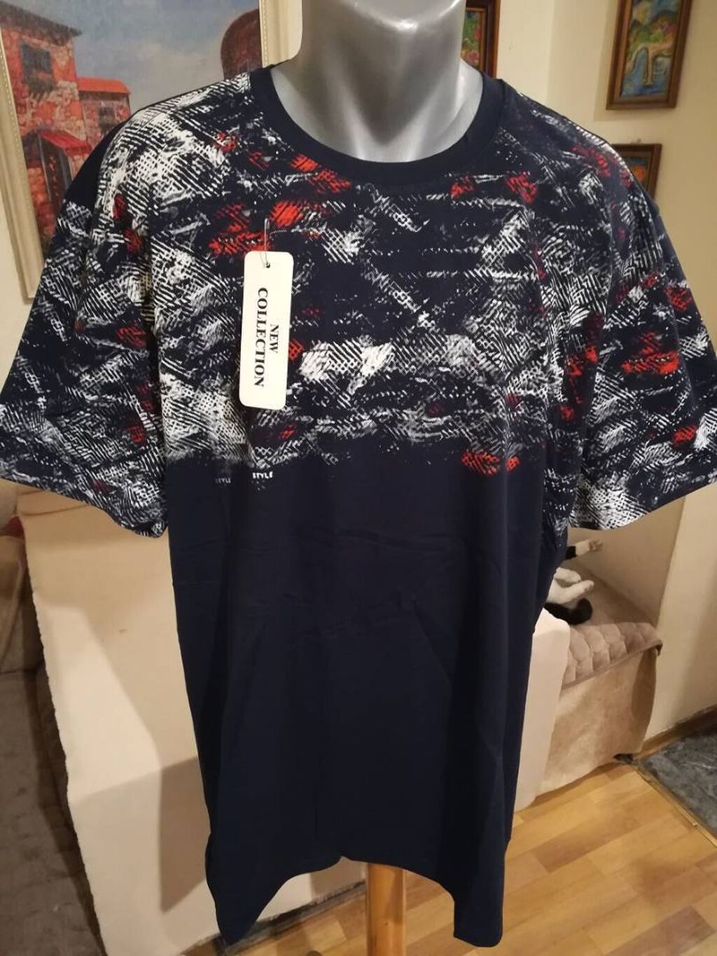 Majica na kratke rukave, 5XL (EU 62), 6XL (EU 64), bоја - Tamnoplava, Pamuk