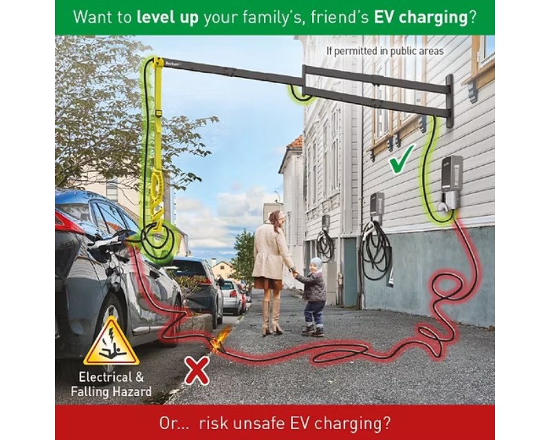 BARKAN EV160WM zidni zglobni nosač kabla za punjenje električnih vozila 160cm