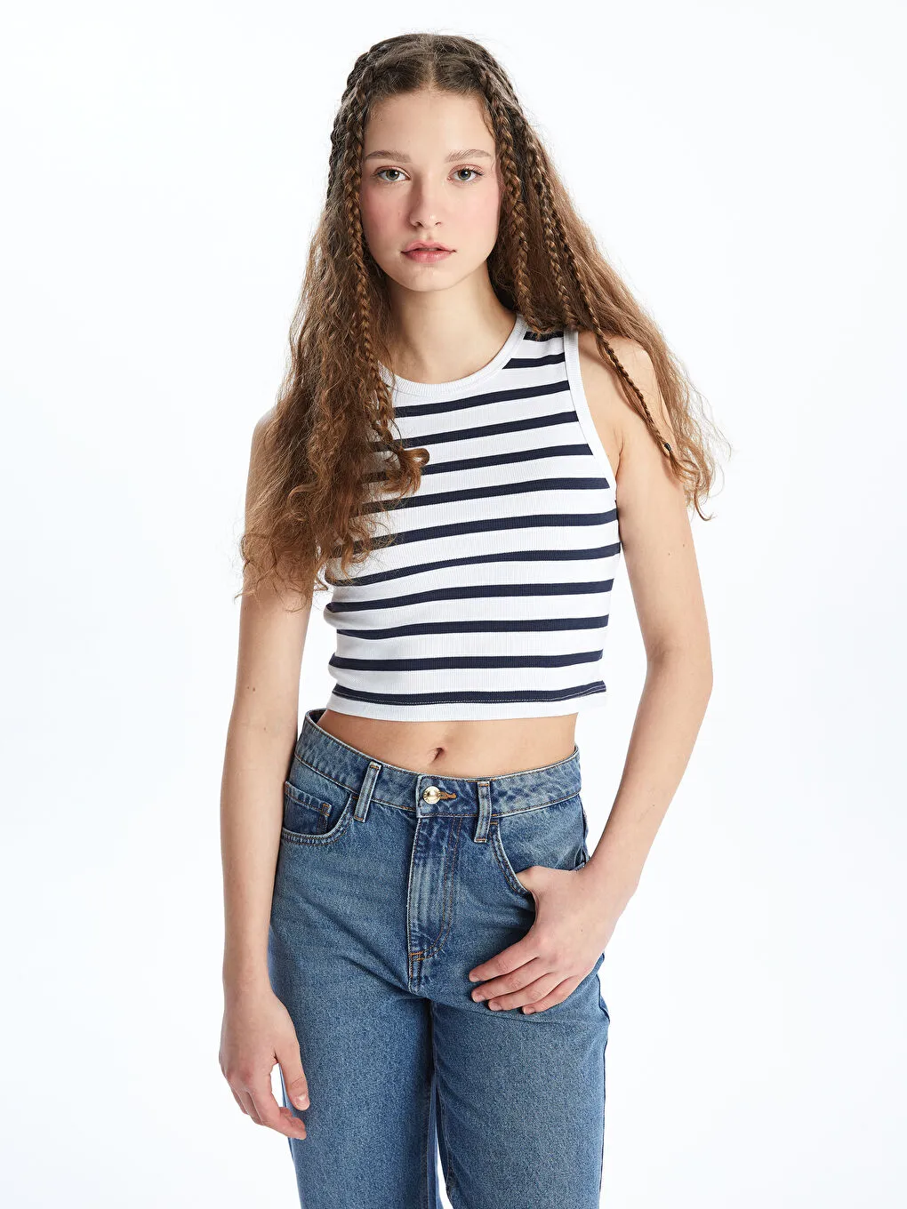 LCW Vision Ženska Top Majica Na Pruge Sa Okruglim Izrezom