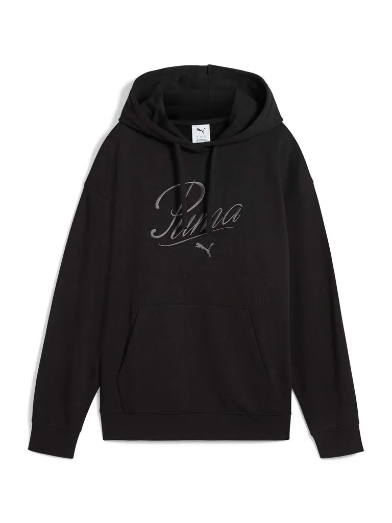 Puma Ženski duks ESS Script Comfort Hoodie TR, Crni