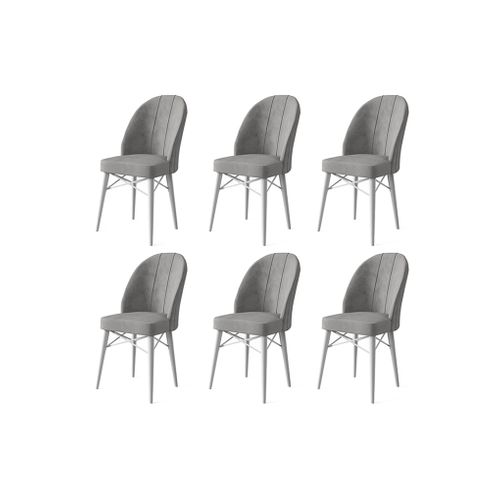 Ritim - Grey, White Grey White Chair Set (6 Pieces)