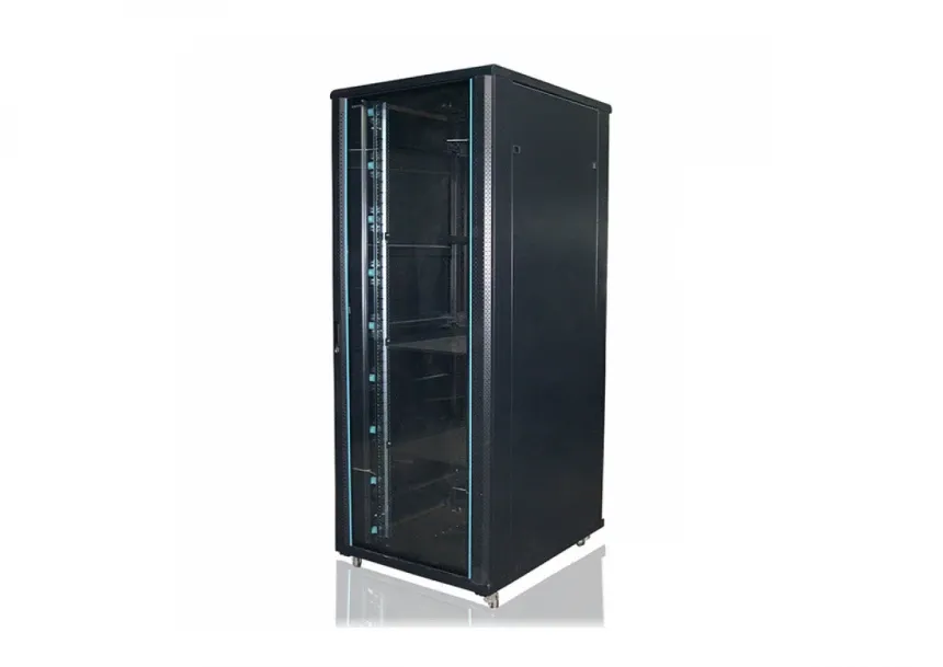 42U/19" rek orman stojeći Netiks A28042 (ŠxDxV) 800x1000x2000mm staklena prednja vrata sa bravom, sertifikovan za 1000kg, prstenovi za vertikal. vođenje kablova, točkići i nožice sa nivelacijom, p...