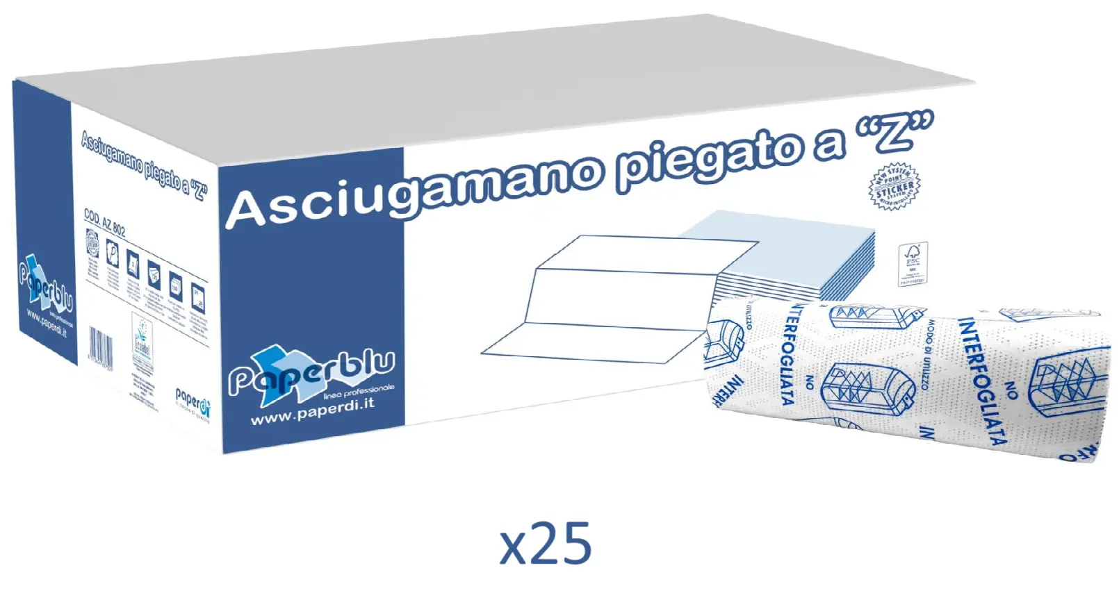 PABERBLU Složivi papirni ubrus Z150, Dvoslojni, 25 pakovanja