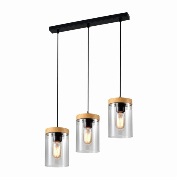 Wels Visilica Crna + Drvo 3x40W E27