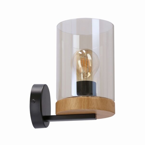 Wels Zidna Lampa Crna + Drvo 1x40W E27
