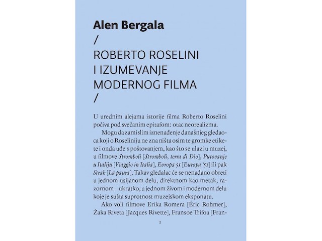 ROBERTO ROSELINI I IZUMEVANJE MODERNOG FILMA, A Bergala