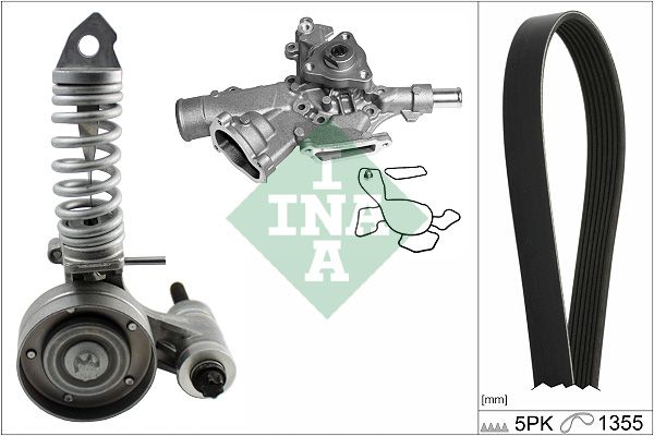 Pumpa za vodu + garnitura klinastog rebrastog kaiša Schaeffler INA 529 0297 30