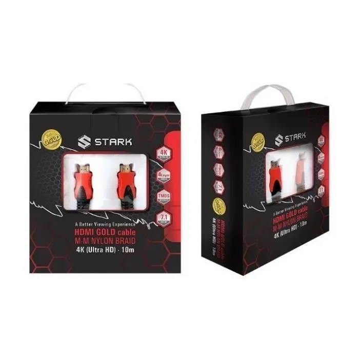 Stark HDMI KABL HDMI M-M pozlacen 4K pleteni 10m