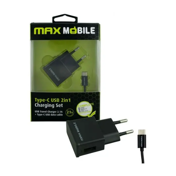 MAX MOBILE 2U1 KUĆNI PUNJAČ USB+ TYPE C KABEL 2.4A