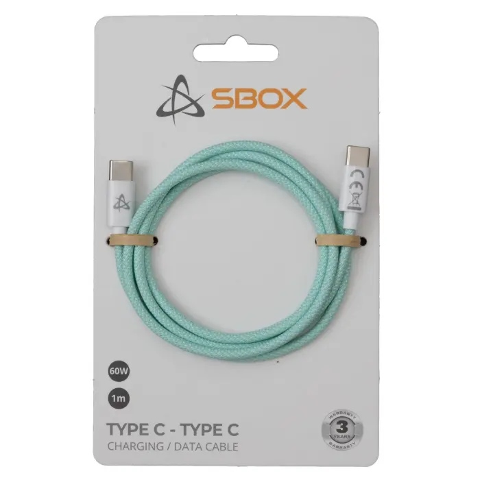 S-BOX USB-C KABL USB Type C - Type C, 60 W, 1 m zeleni
