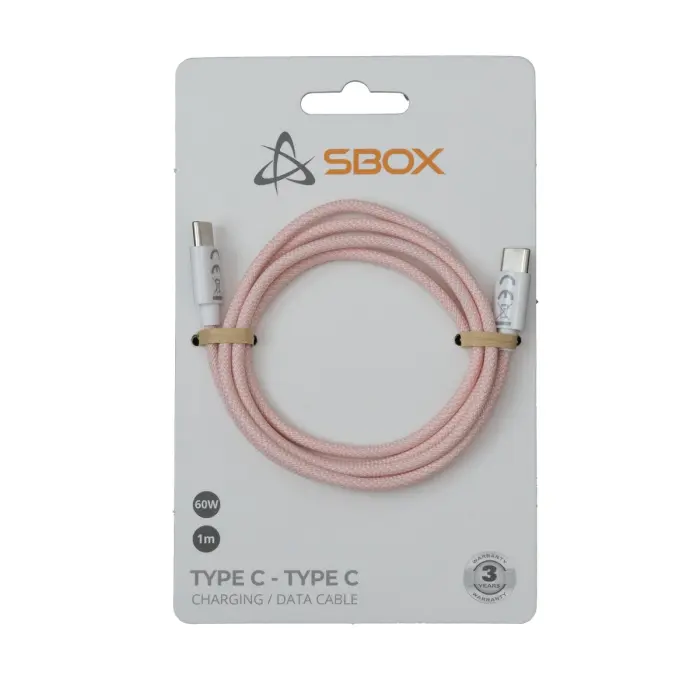 S-BOX USB-C KABL USB Type C - Type C, 60 W, 1 m roze