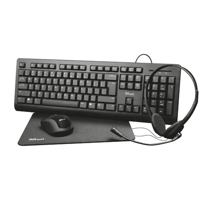Trust KOMPLET TASTATURA+MIŠ+SLUŠALICE+PODLOGA Crni PRIMO 4-IN-1 24260