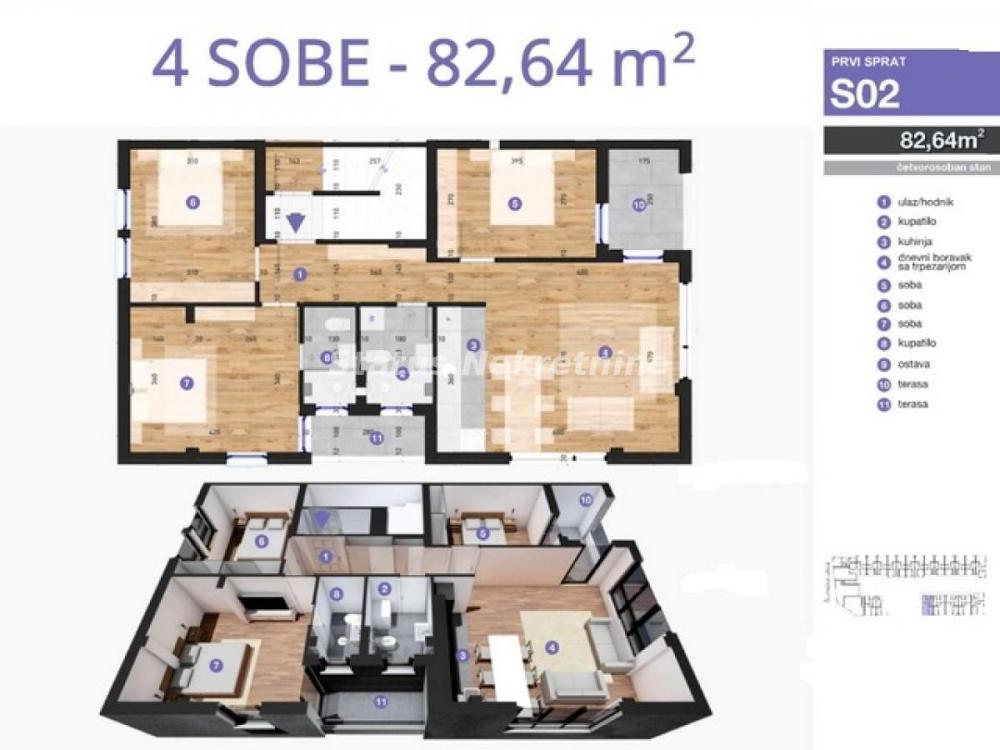 Četvorosoban stan na prodaju, 83m2, 222.280€